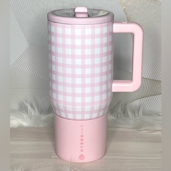 HydroJug | Kitchen | Hydrojug Pink Gingham Leakproof Tumbler Wrubber ...